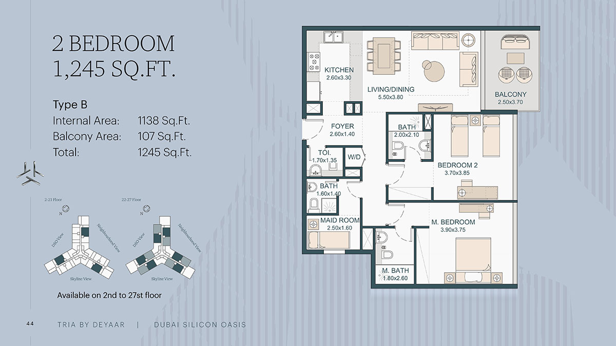 Tria by Deyaar Developers at Dubai Silicon Oasis - Floor Plans