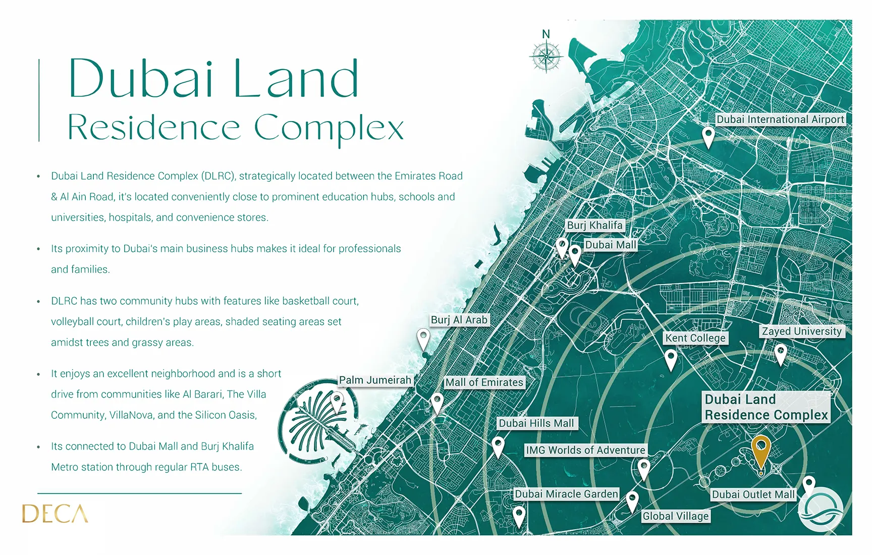Deca Milos At Dubai Land Residence Complex Location Map