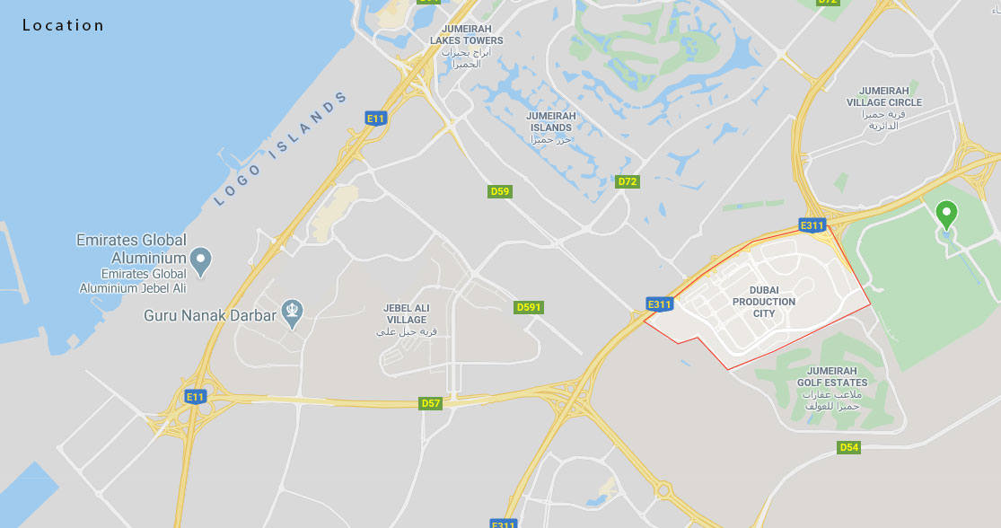 Lago Vista by Damac Properties Dubai Production City - Location Map