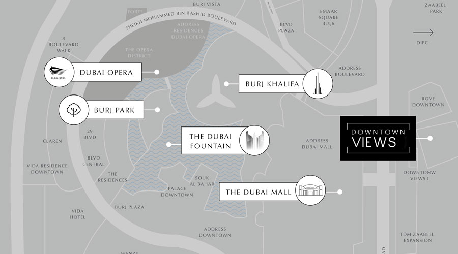 Downtown Views by Emaar Properties Dubai - Location Map